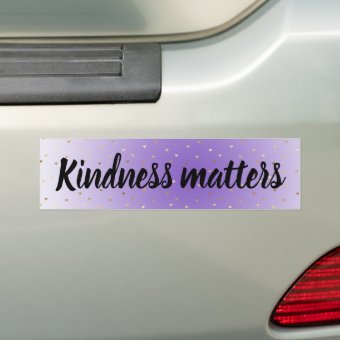 Purple Ombre Gold Hearts Kindness Matters Bumper Sticker | Zazzle