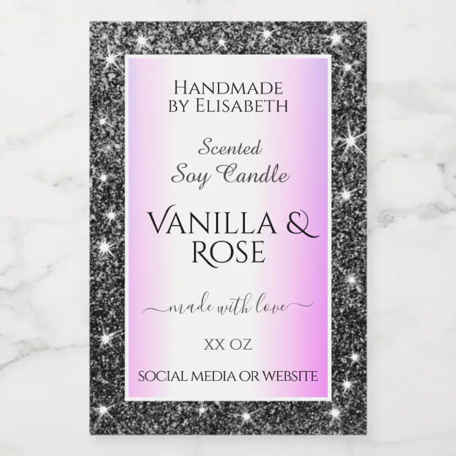 Purple Ombre Silver Glitter Product Label Beauty & | Zazzle