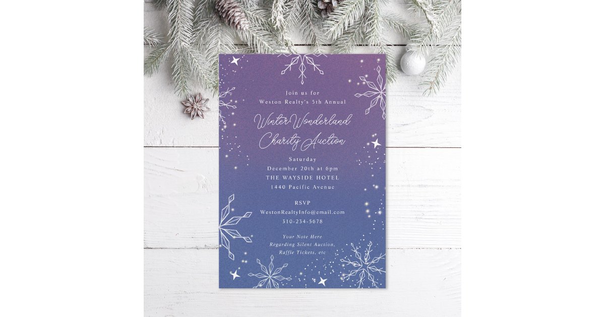 Purple Ombre Snowflake Special Event Invitation | Zazzle