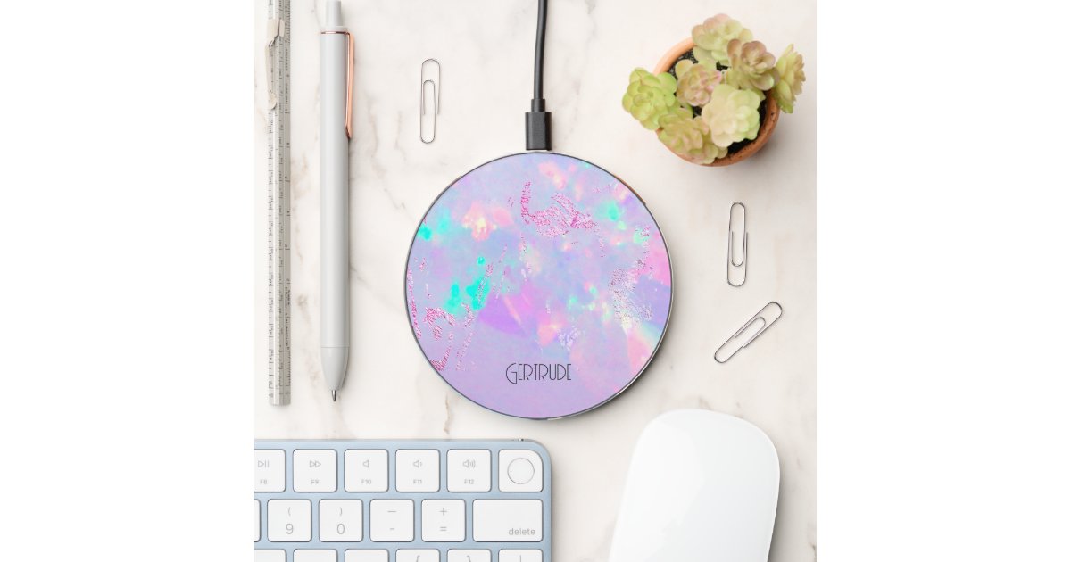 purple opal design wireless charger | Zazzle