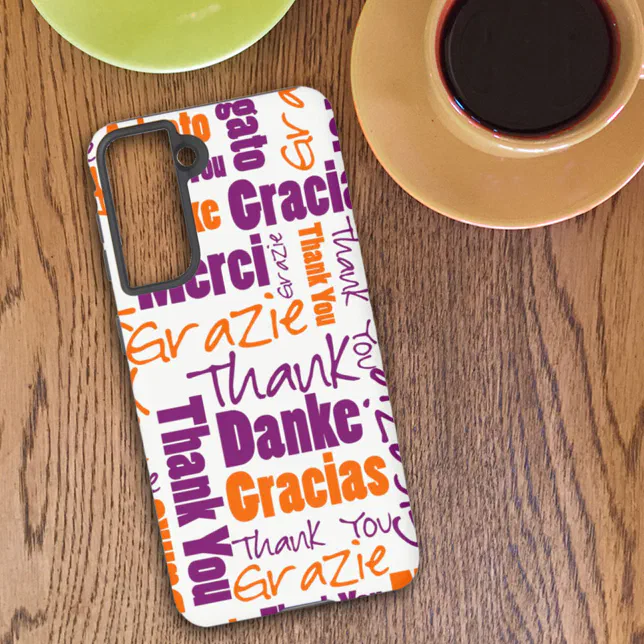 Purple Orange Multilingual Typography Thank You Samsung Galaxy Case ...