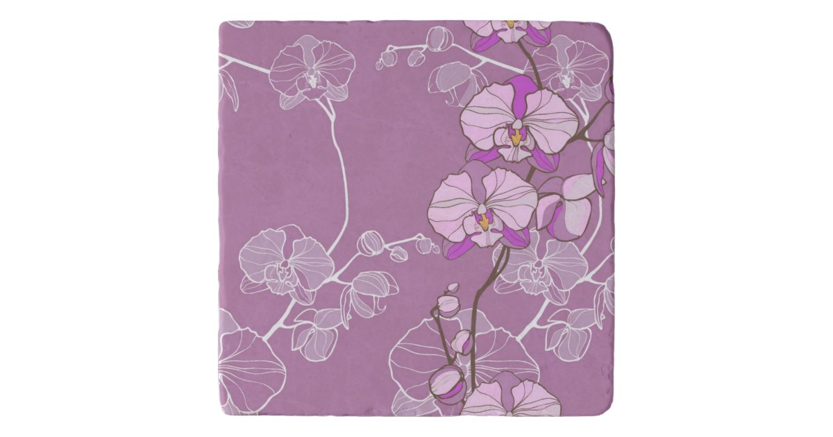 Purple Orchid Pattern Trivet | Zazzle