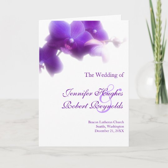 Purple Orchid Wedding Program Card | Zazzle.com
