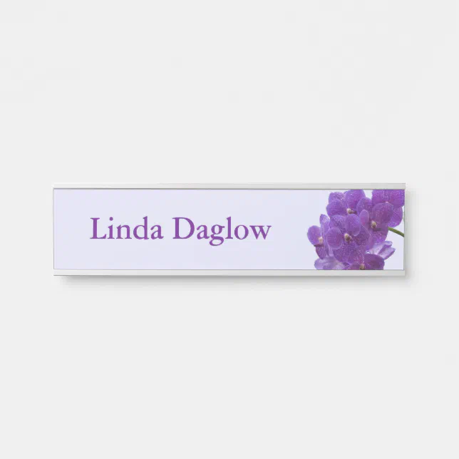 Purple Orchids Hanging Wall Desk Door Name Plate | Zazzle
