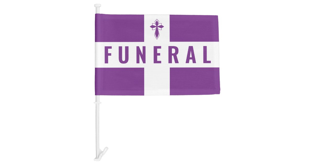 Purple Ornate Cross Funeral Procession Car Flag | Zazzle