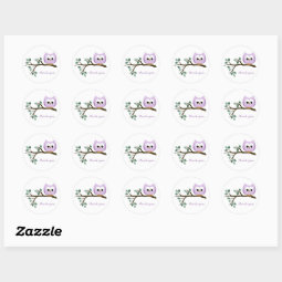 Purple Owl Thank You Stickers | Zazzle