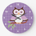 Girls learn to tell time purple wall clock | Zazzle