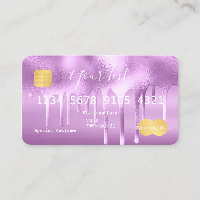 Purple Paint Drip Credit Business Card | Zazzle