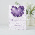 Purple Paint Heart and Roses Wedding RSVP Card | Zazzle