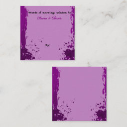 Purple Paint Splatter - Words of Marriage Wisdom - Enclosure Card | Zazzle