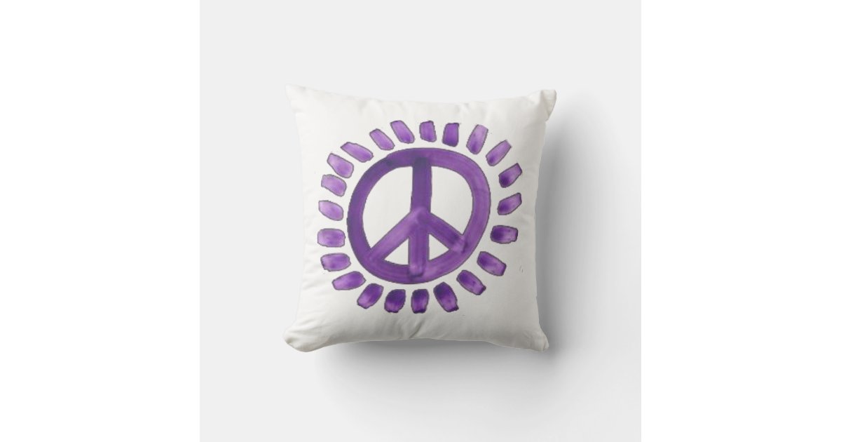 purple painted peace sign Pillows | Zazzle