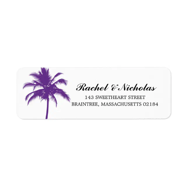 PURPLE Palm Tree | Return Address Label | Zazzle