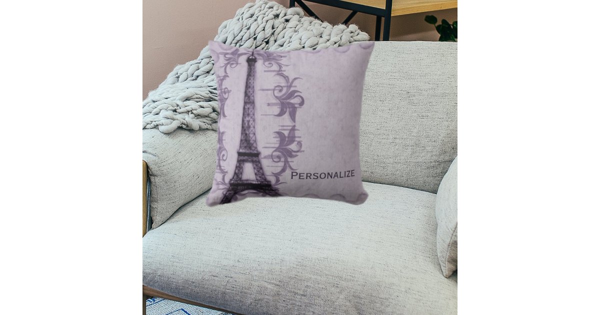 Purple Paris Grunge Throw Pillow | Zazzle