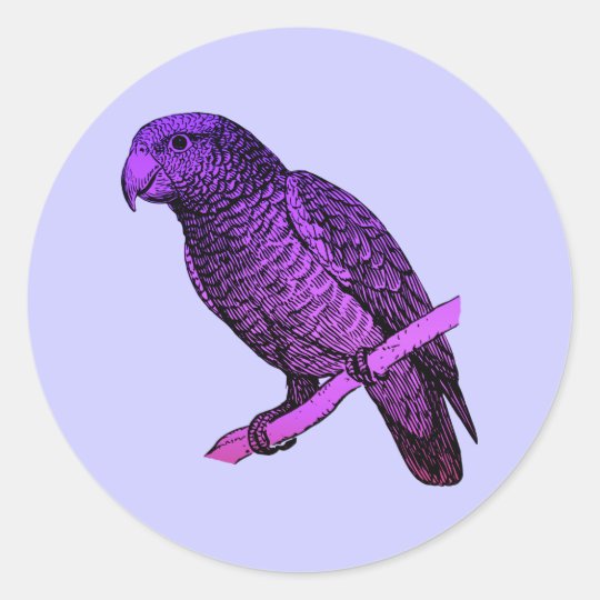 Purple Parrot Classic Round Sticker | Zazzle.com
