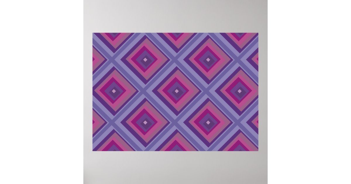 purple passion lavender fields diamond pattern art poster | Zazzle