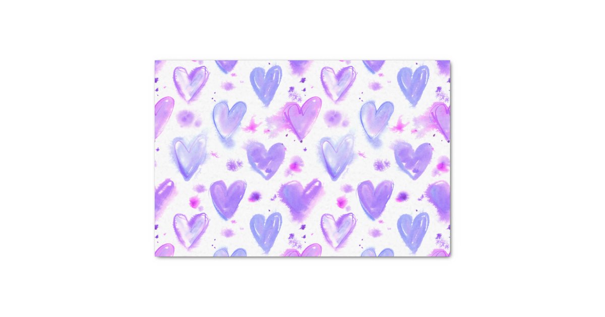 Purple Passion Watercolor Hearts Tissue Paper | Zazzle