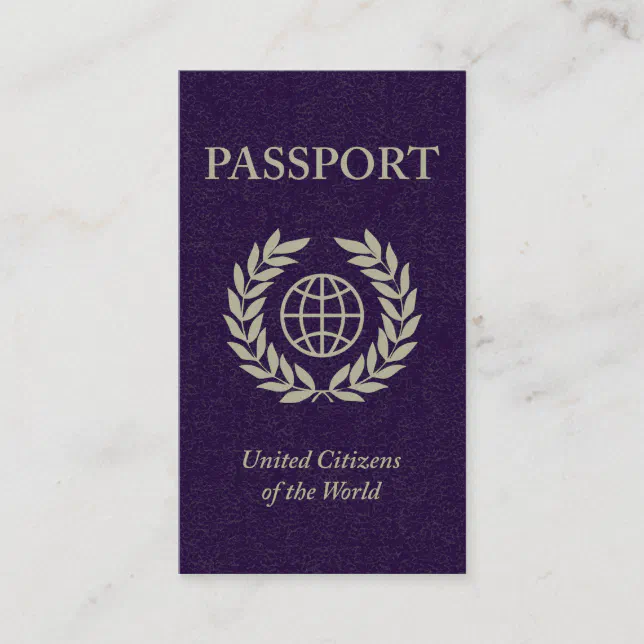 purple passport business card | Zazzle