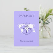 Purple Passport Travel Girl Baby Shower World Map Invitation | Zazzle