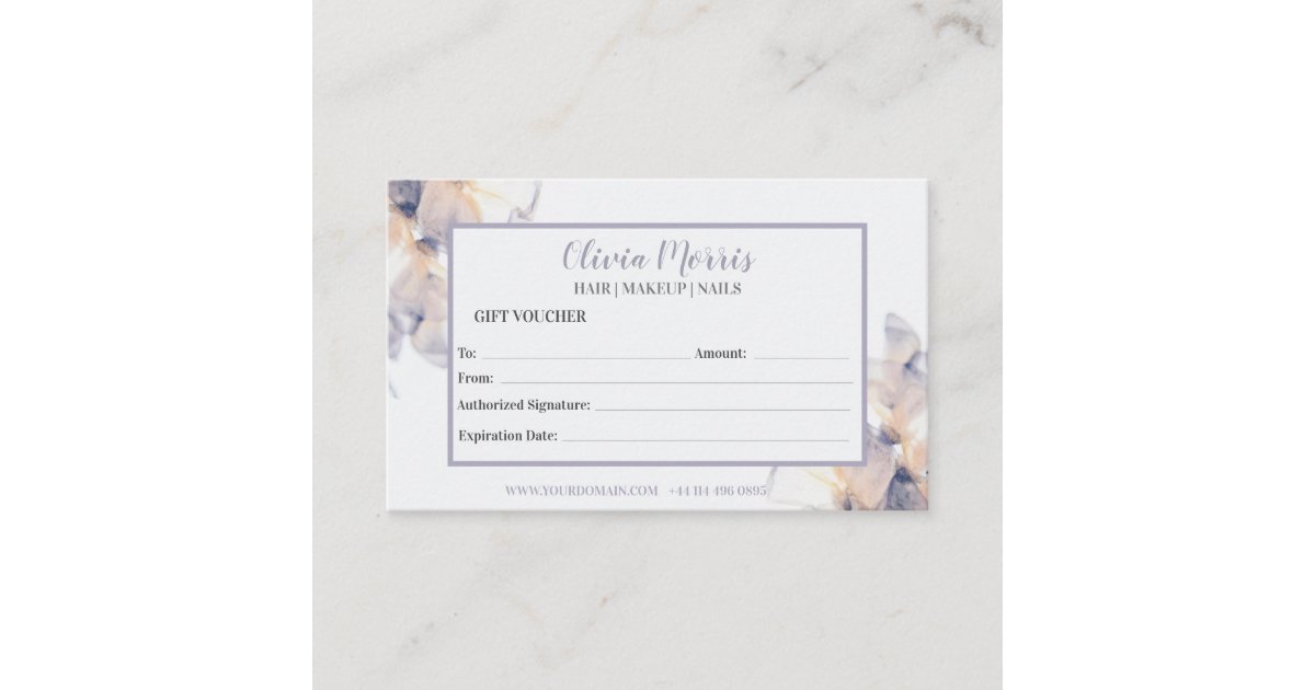 Purple pastel floral Gift Certificate template | Zazzle