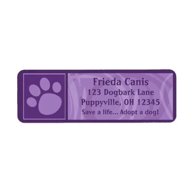 Purple Paw Print Address Labels | Zazzle