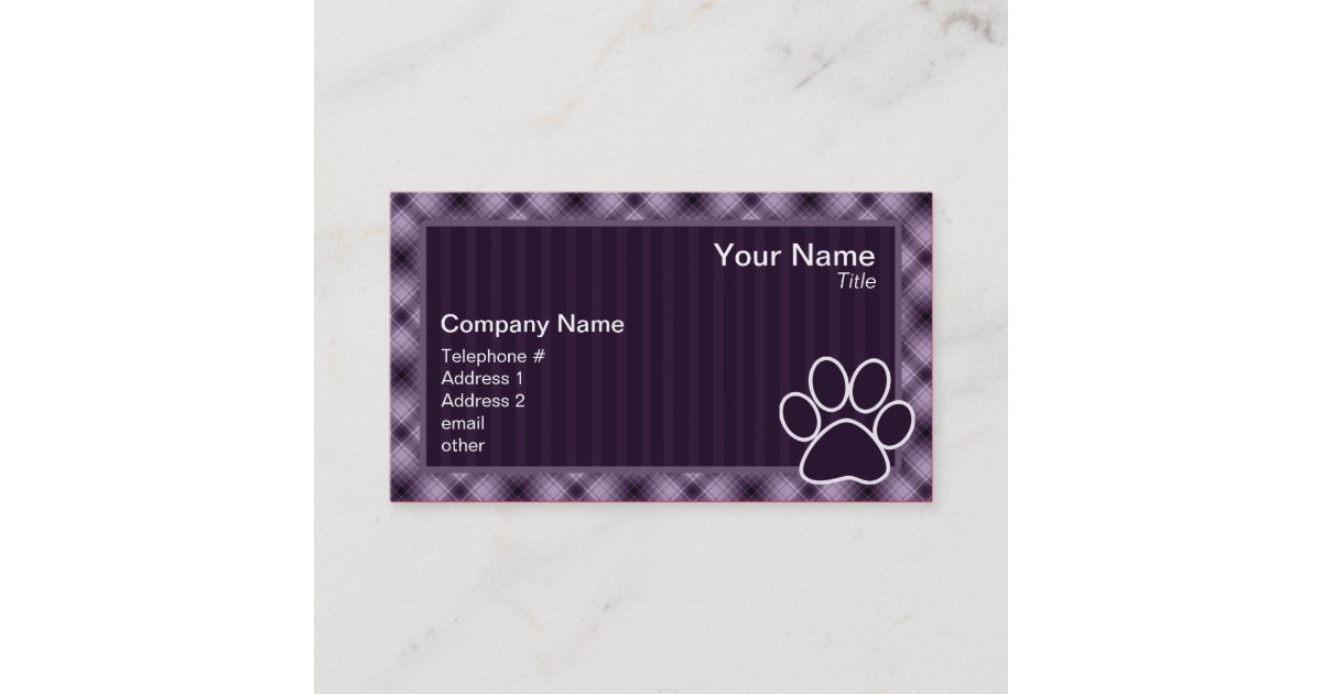 Purple Paw Print Business Card | Zazzle