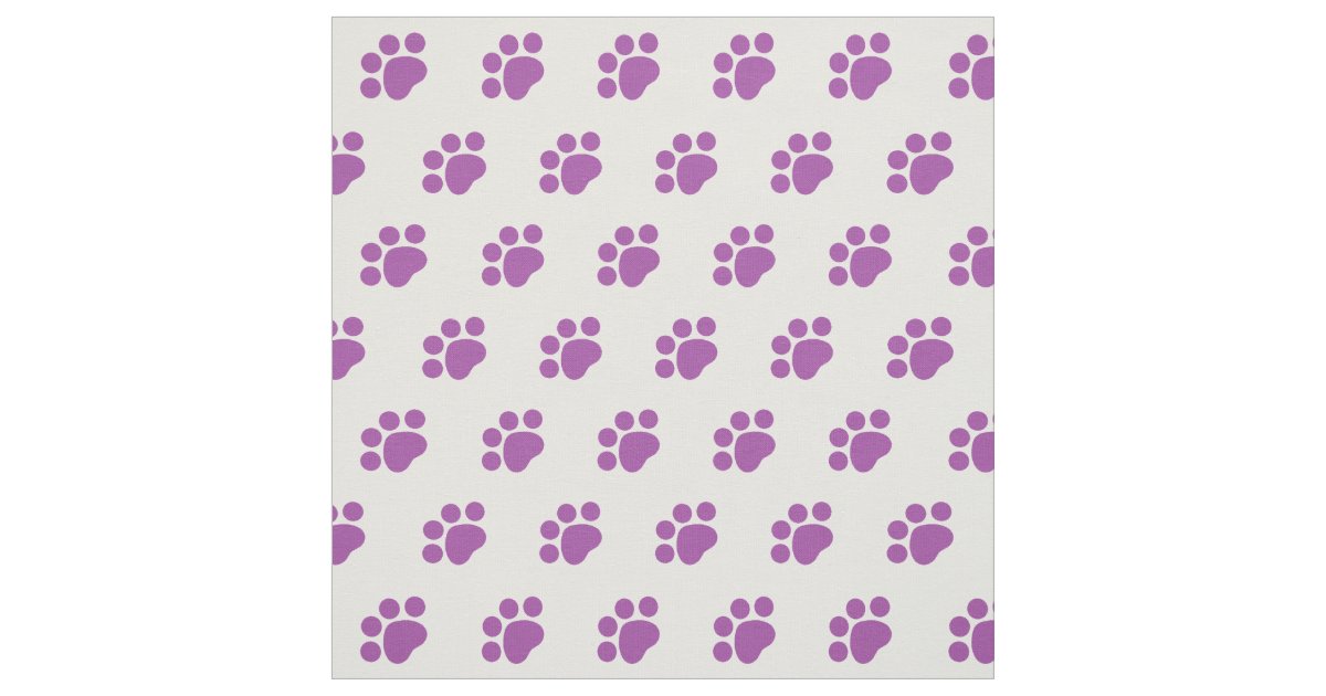 Purple Paw Print Pattern Fabric | Zazzle
