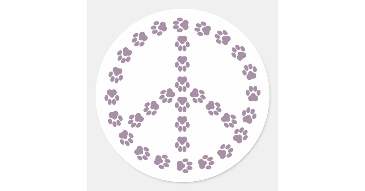 Purple Paw Print Peace Sign Sticker | Zazzle