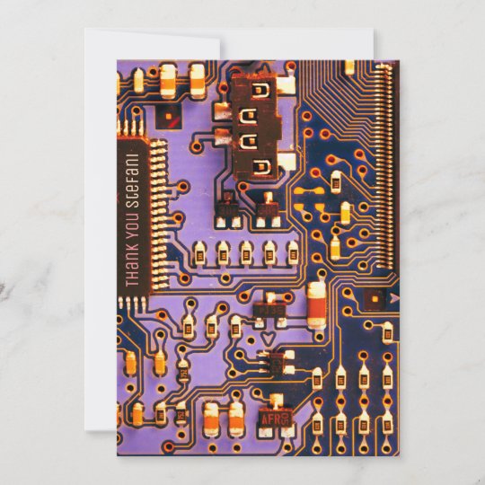 Purple PCB board, electronic parts printed circuit Thank You Card ...