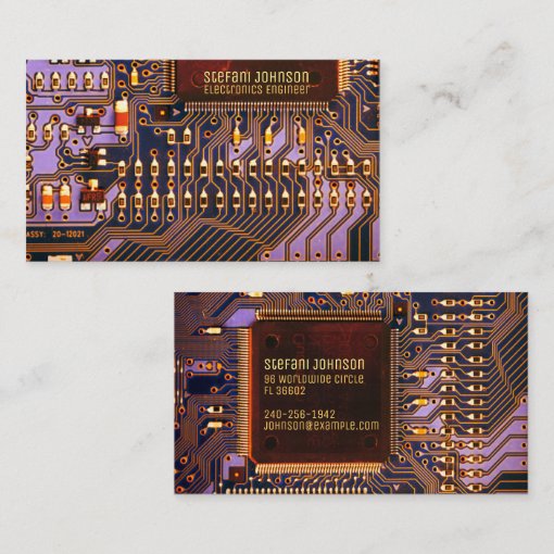 Purple PCB Printed Circuit, Technology Engineering Business Card | Zazzle