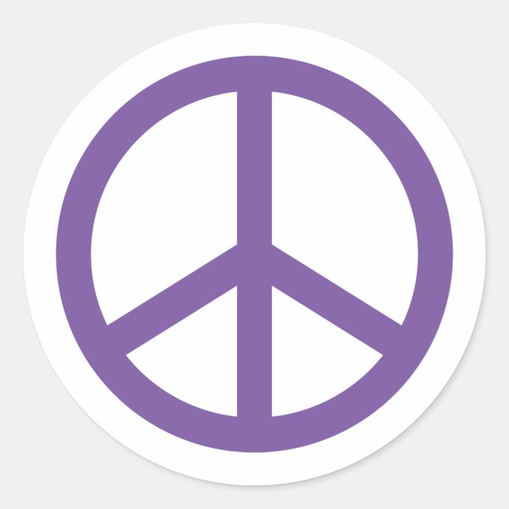 Purple Peace Sign Classic Round Sticker | Zazzle