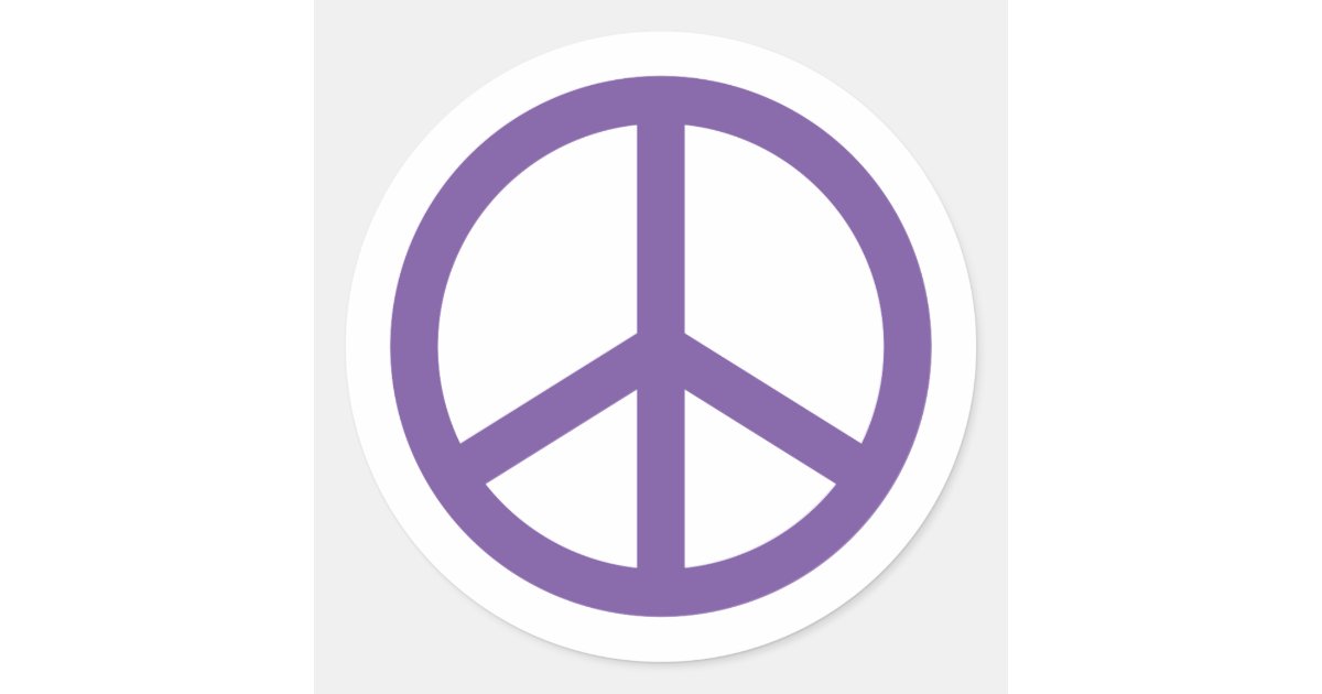 Purple Peace Sign Classic Round Sticker | Zazzle