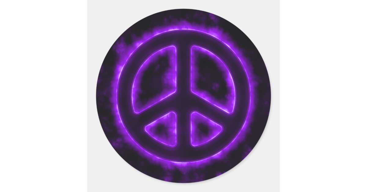 Purple Peace Sign Classic Round Sticker | Zazzle