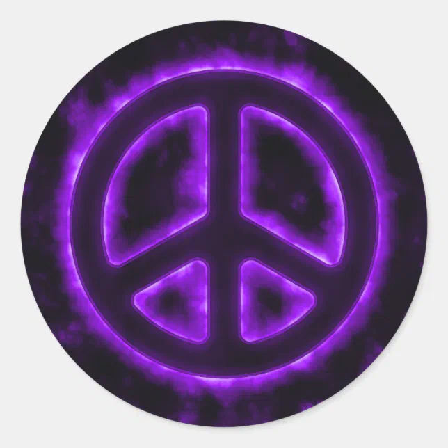 Purple Peace Sign Classic Round Sticker | Zazzle