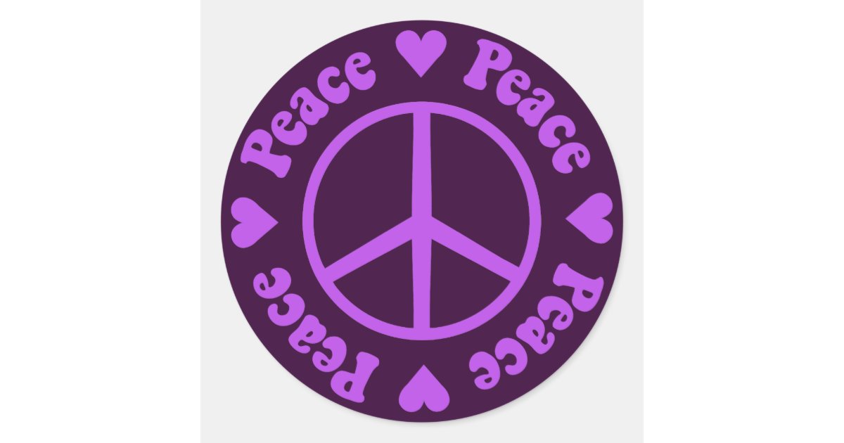 Purple Peace Sign Classic Round Sticker | Zazzle