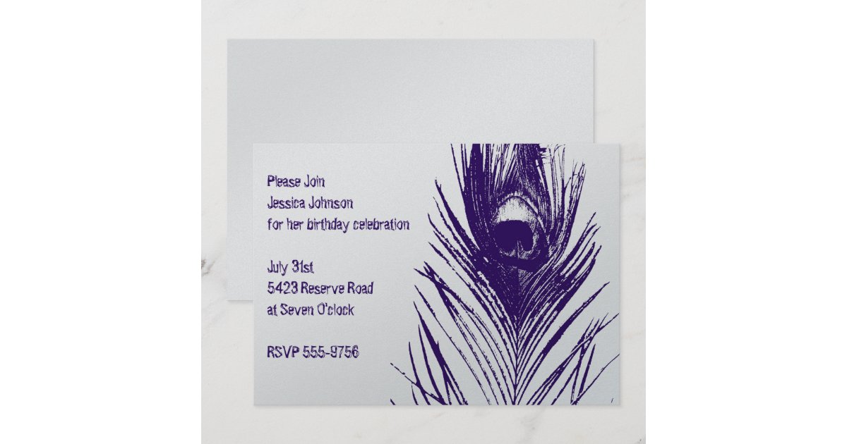 Purple Peacock Birthday Invitation | Zazzle