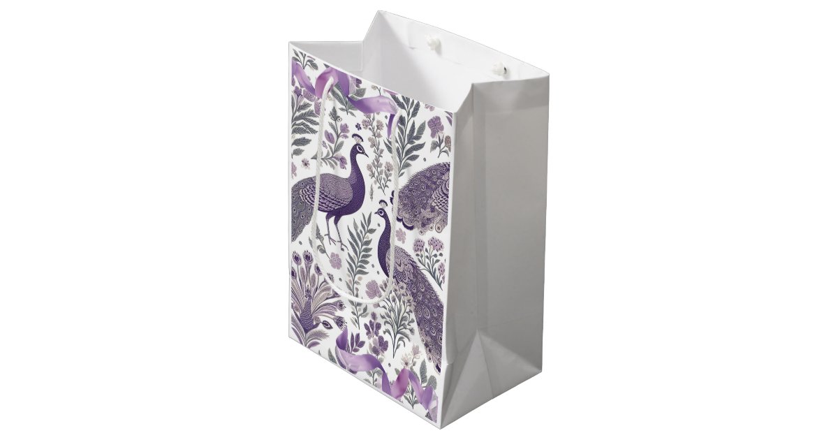 Purple Peacock Toile Gift Bag | Zazzle