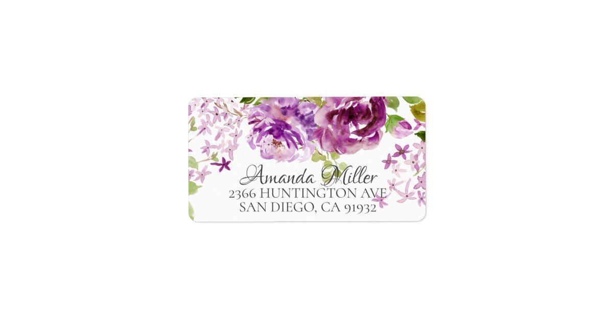 Purple Peonies Return Address Label | Zazzle