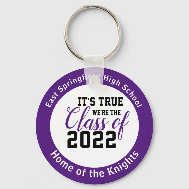 Purple Personalized High School Class of 2022 Keychain | Zazzle