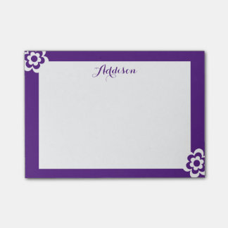 Purple Personalized Post-it® Notes White Flower