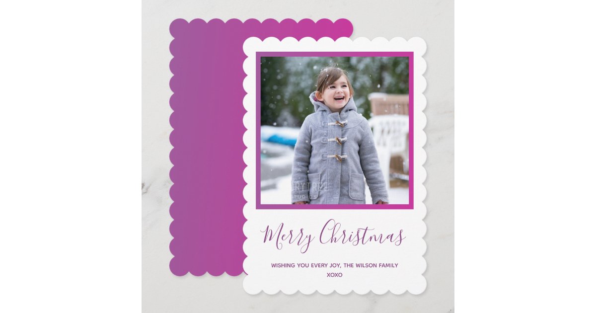 Purple Photo Christmas Holiday Card | Zazzle