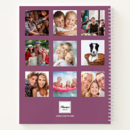 Purple photo collage monogram modern diary notebook | Zazzle
