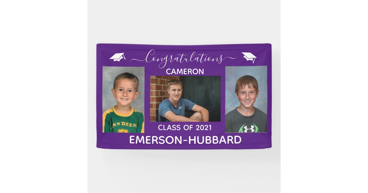 Purple Photo High School Graduation Banner | Zazzle