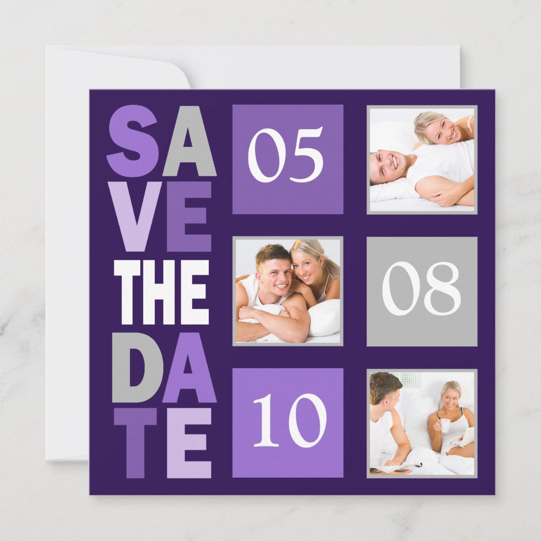 Purple Photo Save The Date Invitations | Zazzle
