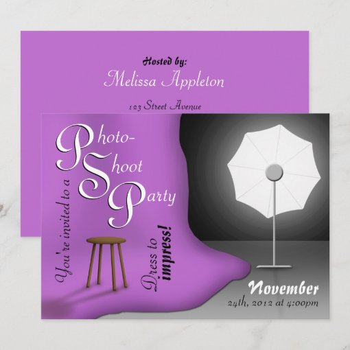 Purple Photoshoot Party Invitations | Zazzle
