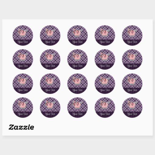 Purple Pig Classic Round Sticker | Zazzle