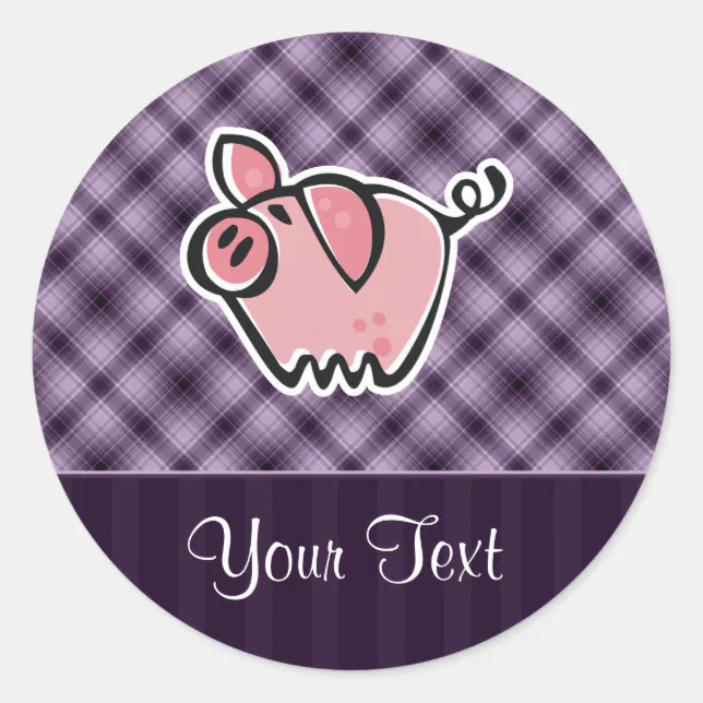 Purple Pig Classic Round Sticker | Zazzle