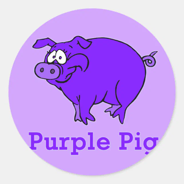 Purple Pig on Apparel, Mugs, Baby Shirts Classic Round Sticker | Zazzle