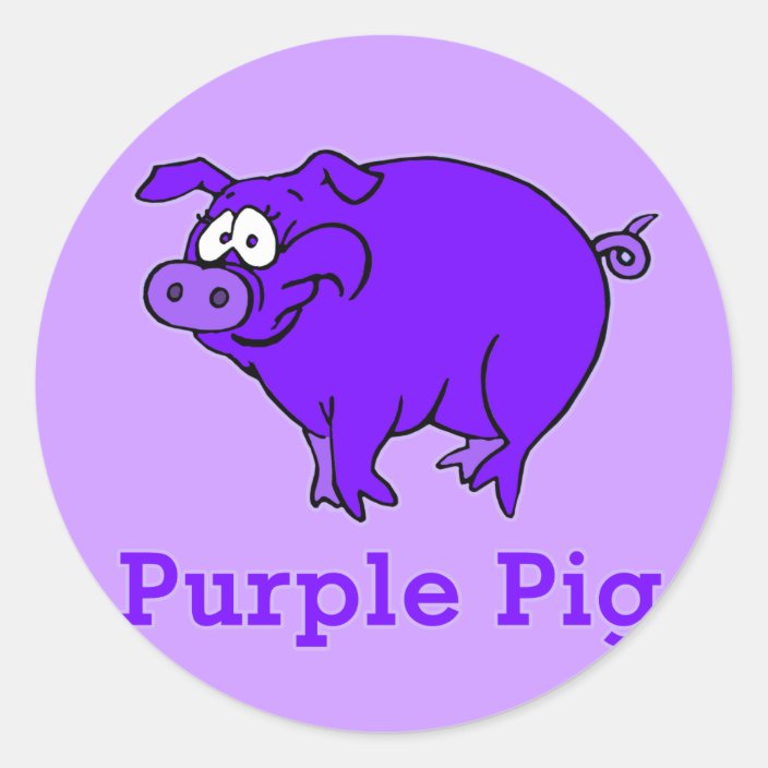 Purple Pig on Apparel, Mugs, Baby Shirts Classic Round Sticker | Zazzle.com