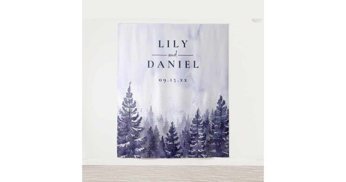Purple Pine Tree Forest Wedding Photo Backdrop | Zazzle