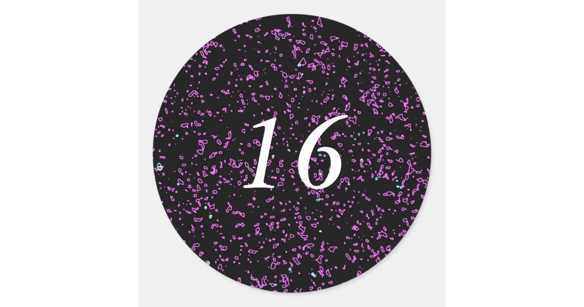 Purple Pink Abstract Patterns Cute 16th Birthday Classic Round Sticker ...